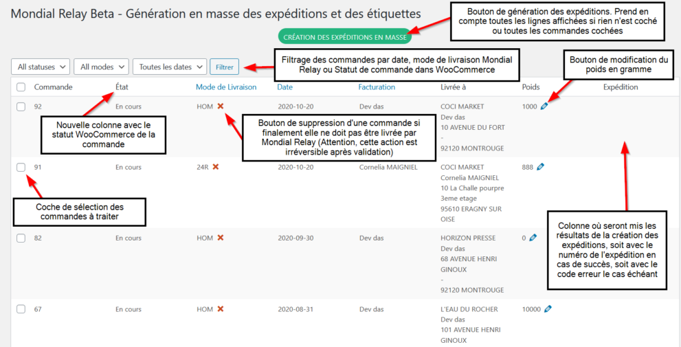 Mass creation of shipments and labels – Extension officielle Mondial ...